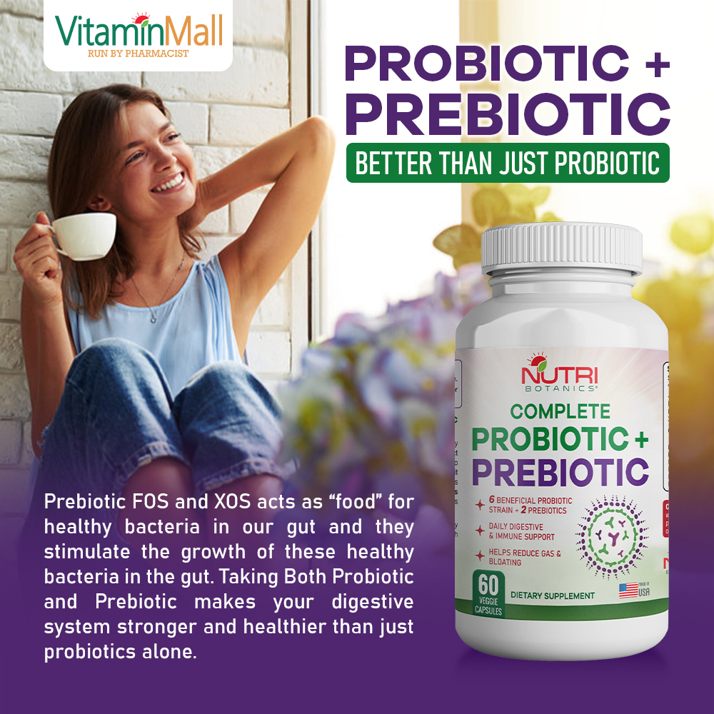 Nutri Botanics Prebiotic + Probiotic - Digestive Health - VitaminMall